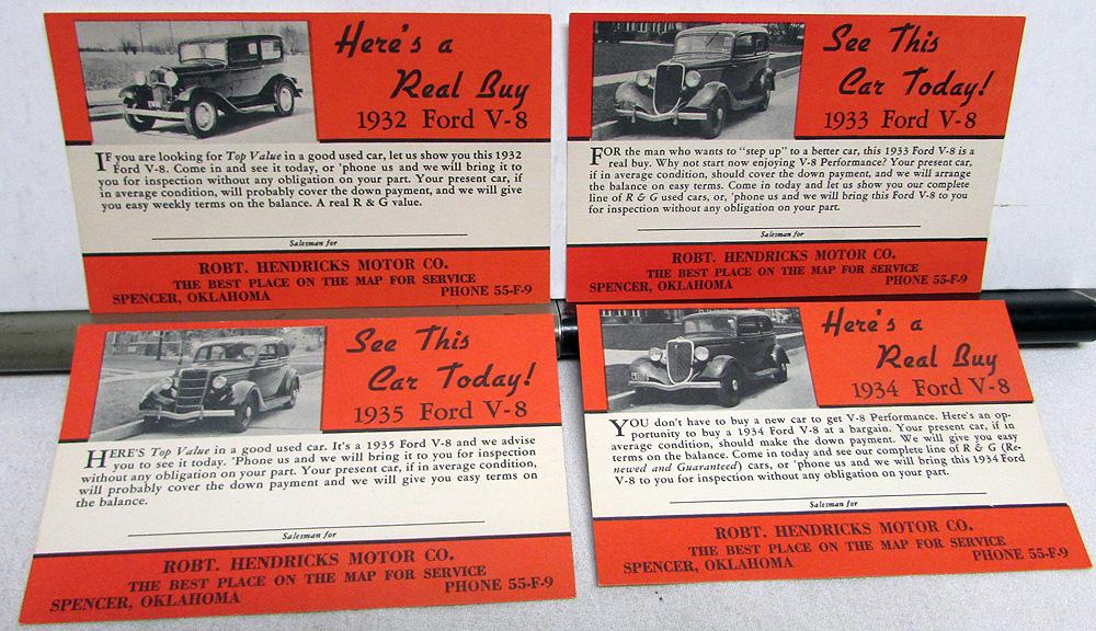 1932 1933 1934 1935 Ford V8 Used Car Dealer Sales Postcards R&G Value ...