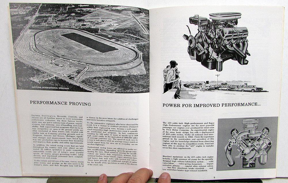 1963 Ford Total Performance Sales Brochure Engineering 427 HP Engine ...