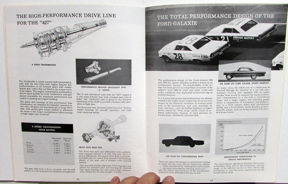 1963 Ford Total Performance Sales Brochure Engineering 427 HP Engine ...