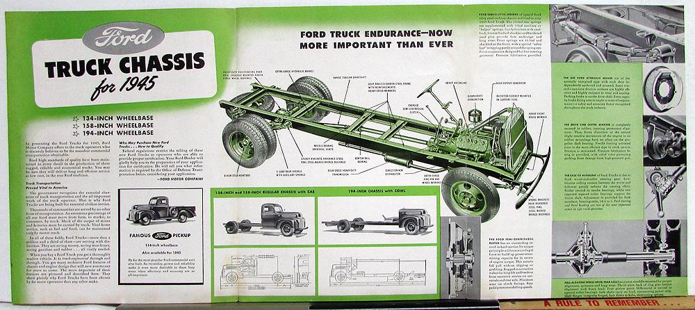 1945 Ford Truck V8 Chassis School Bus Chassis Sales Brochure Folder ...