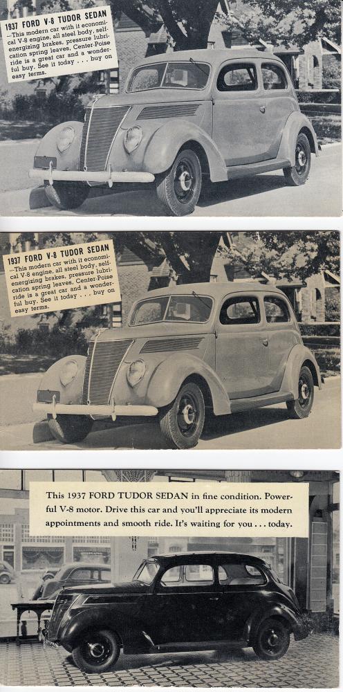 1937 Ford Cars Set of 6 Vintage Postcards