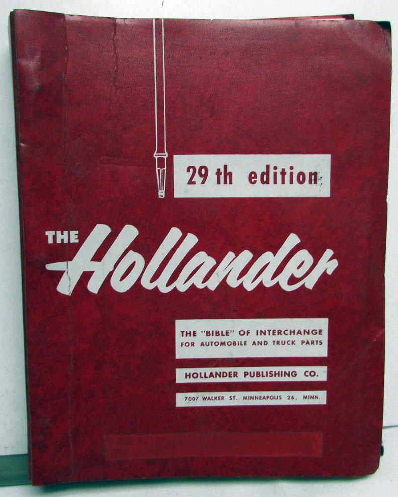1953-1962 Chevy Cadillac Ford Mopar Hollander Parts Interchange Book ...