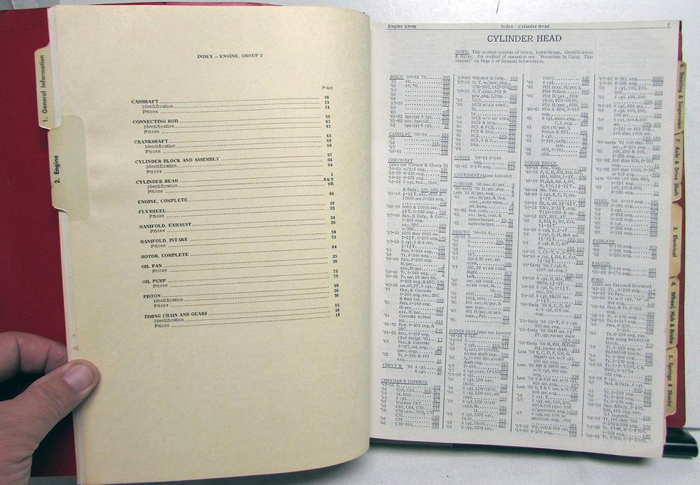 1953-1962 Chevy Cadillac Ford Mopar Hollander Parts Interchange Book ...