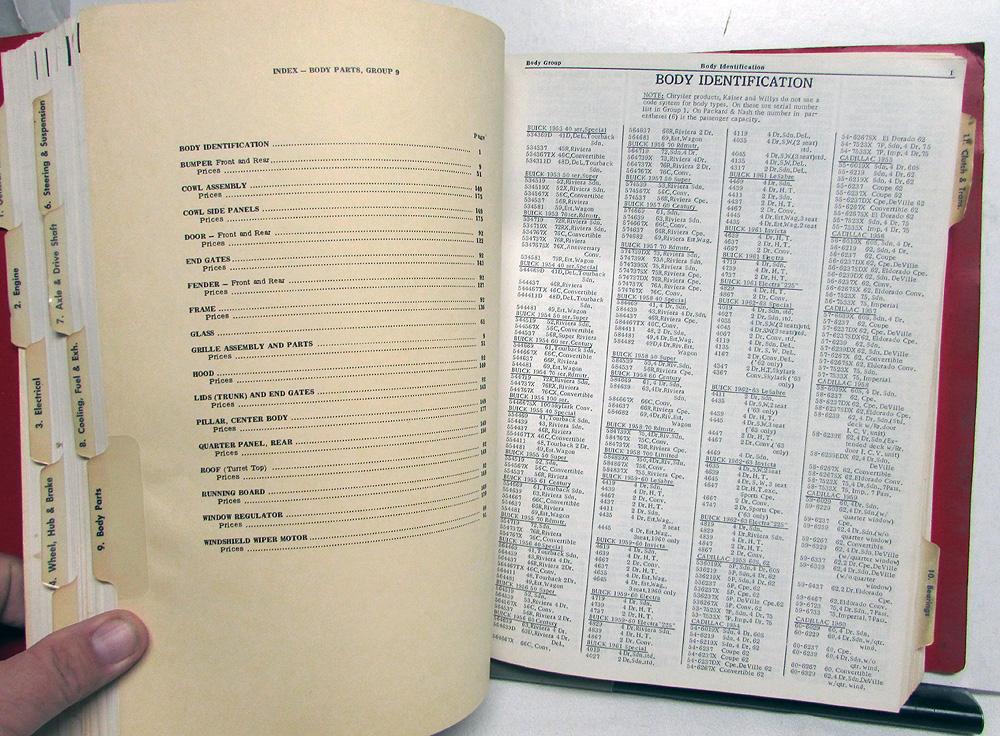 1953-1962 Chevy Cadillac Ford Mopar Hollander Parts Interchange Book ...