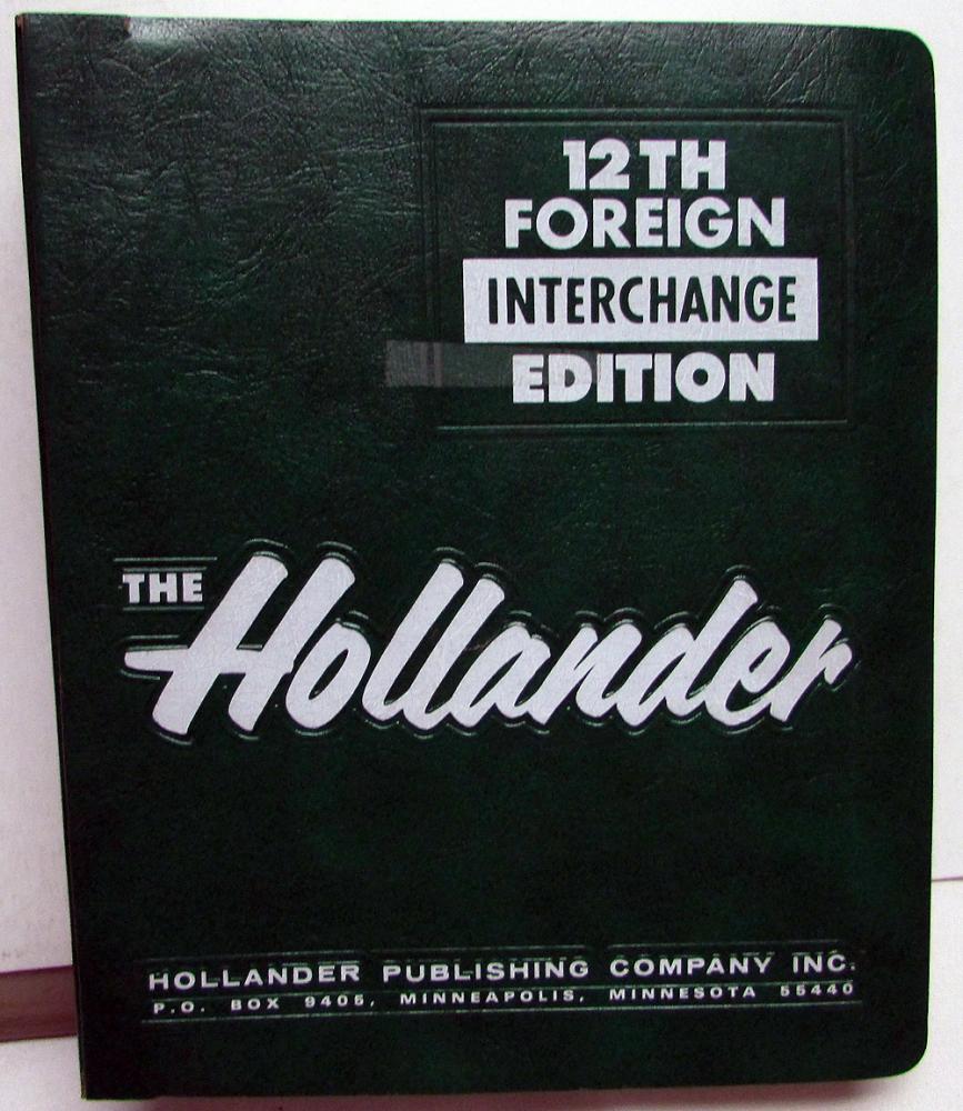 1949-1988 Foreign Car Hollander Parts Interchange Book Car Truck VW ...