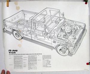 1972 Jeep Showroom Poster J2000 4000 Truck Cutaway View Pickup Features Specs