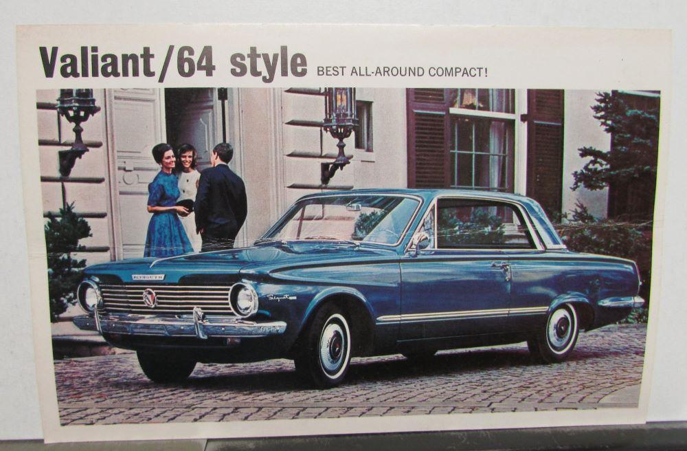 1964 Valiant Dealer Postcard Promotional New Model Introduction ...