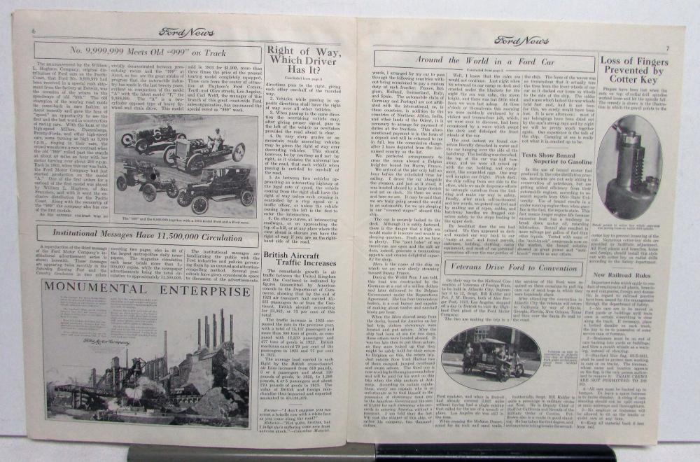 1924 Ford News 8/1/24 Model T Employee Paper