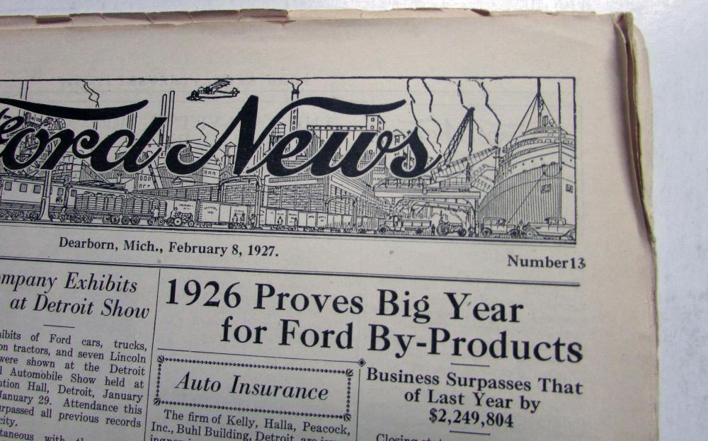 1927 Ford News 2/8/27 Model T Employee Paper