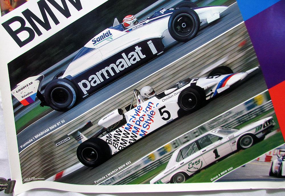 Late 1970s BMW M Power Race Teams Promotion Poster Formula 1 & 2 IMSA