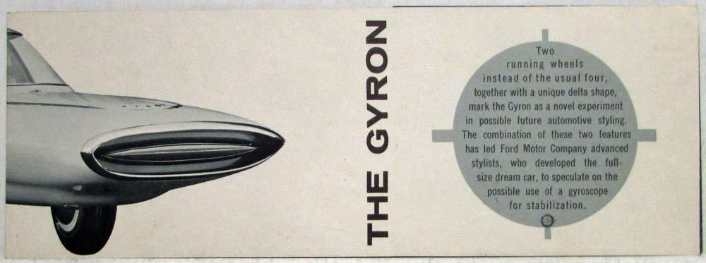 1961 Ford Gyron Experimental Concept Media Press Information Folder