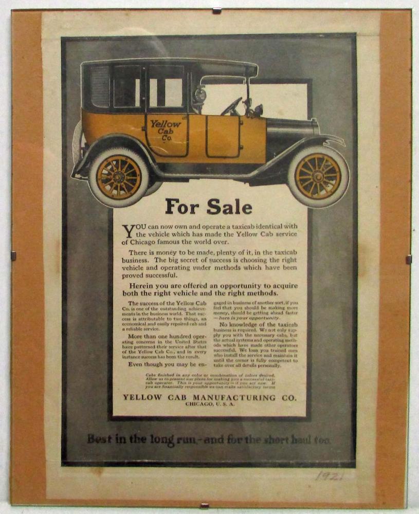 1921 Ford Yellow Cab Promotion Framed Magazine Ad