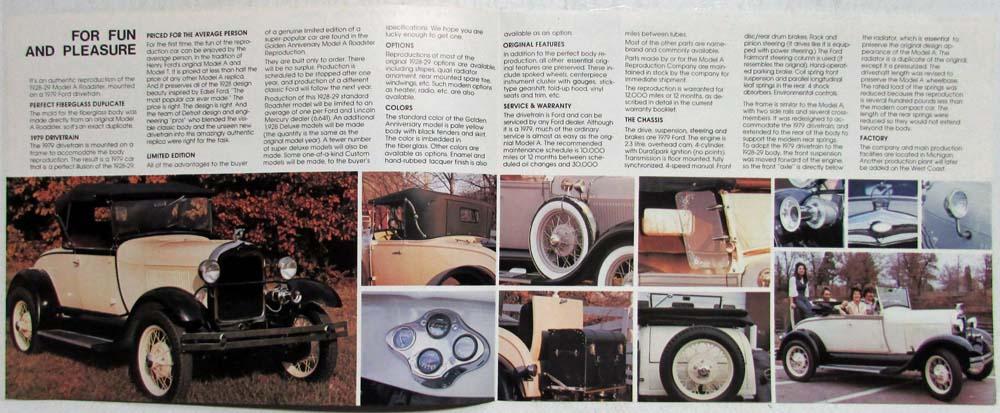 1979 Ford Model A Roadster Reproduction Sales Folder Brochure