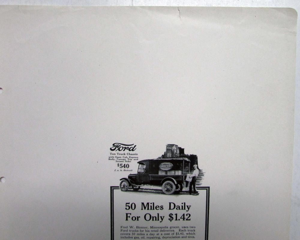 1926 Ford Model T 1 Ton Truck Open Cab Delivery Ad Proof