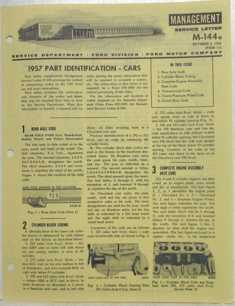 1956 Ford Service Department Management Service Letters Lot