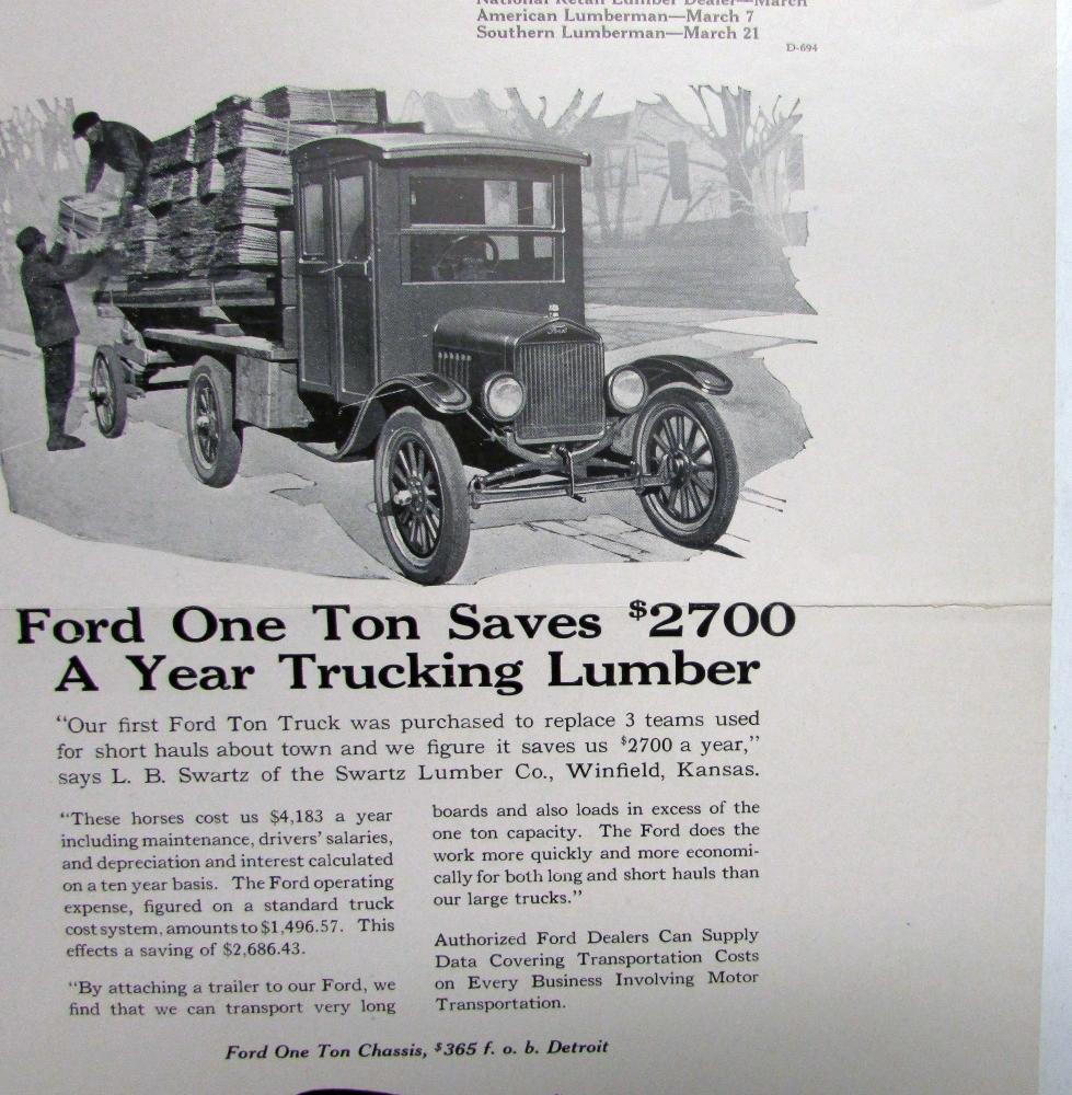 1926 Ford Model T 1 Ton Truck Chassis Ad Proof