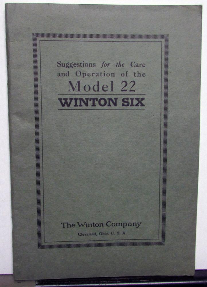 1916-1917 Winton Six Model 22 Owners Manual