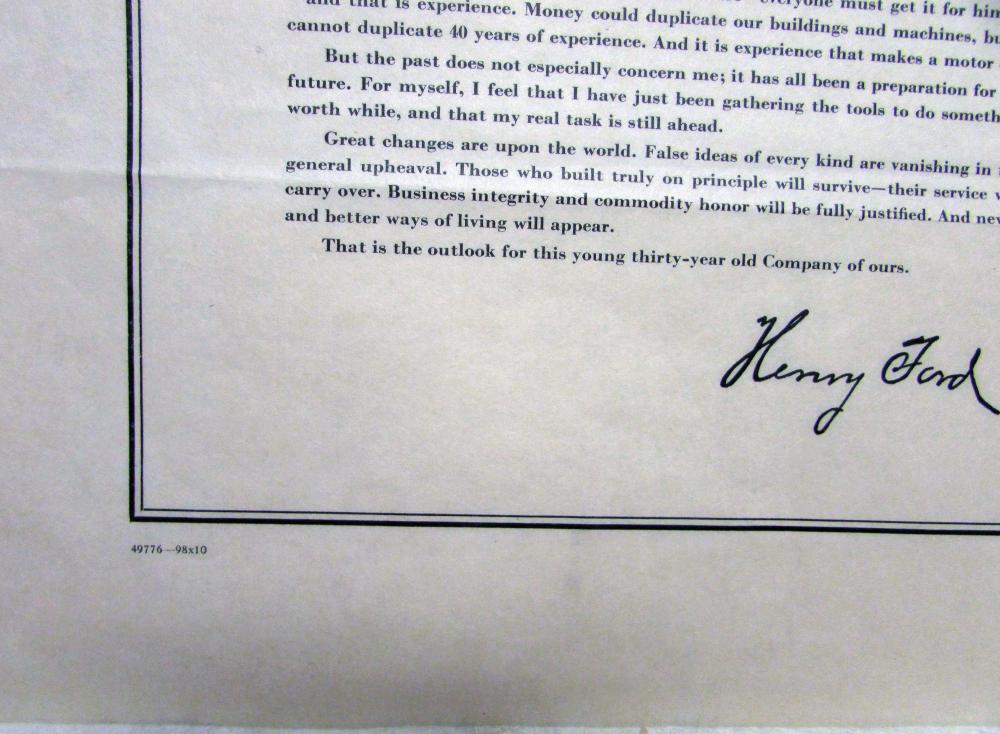 1957 Henry Ford Letter A Company 30 Years Old Ad Proof