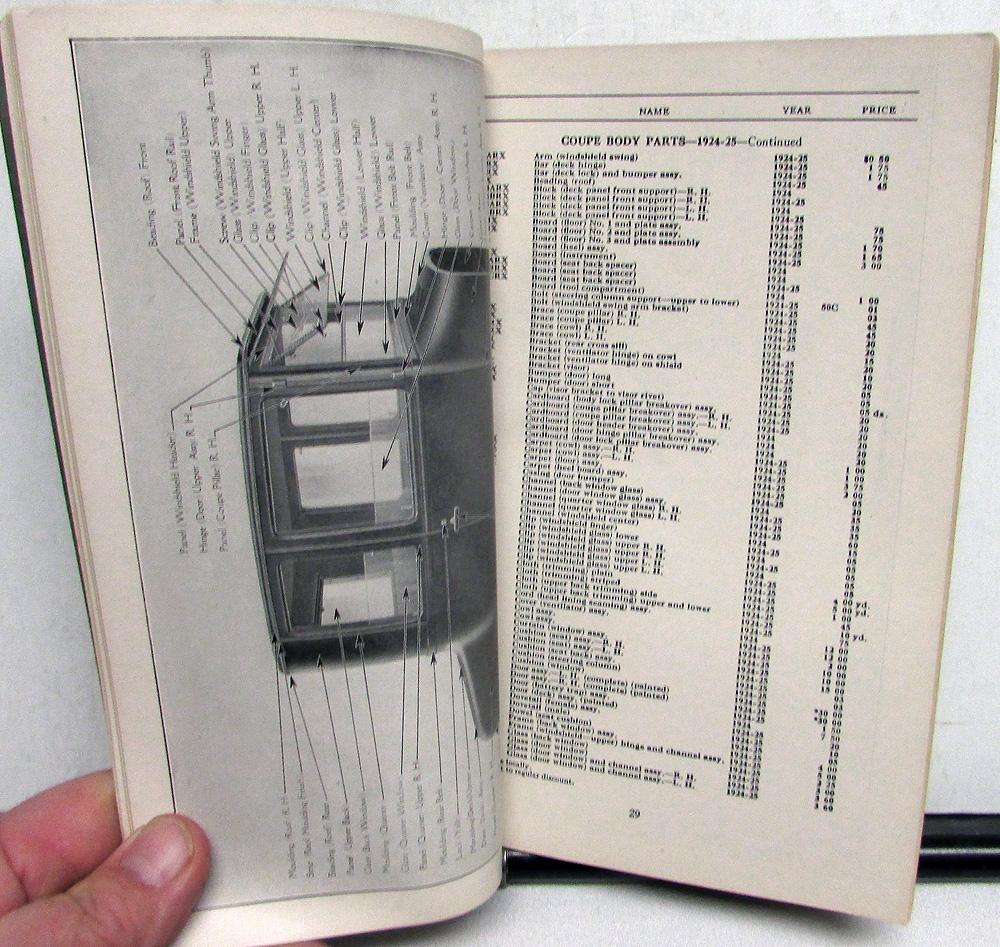 1915-1927 Ford Model T & TT Body Parts Book & Price List Original Car Truck