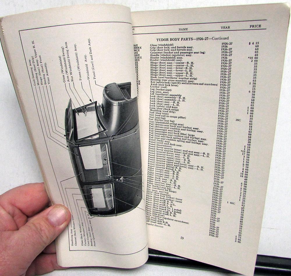 1915-1927 Ford Model T & TT Body Parts Book & Price List Original Car Truck