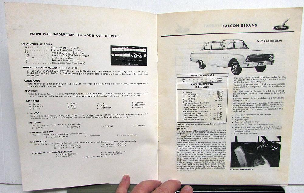 1963 63 1/2 Ford Falcon Dealer Illustrated Pricing & Specification ...