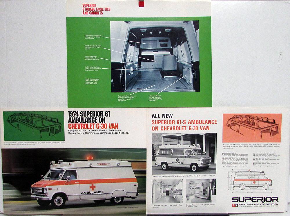 1974 Chevrolet G-30 Van Ambulance By Superior Sales Folder Data Sheet 3 ...
