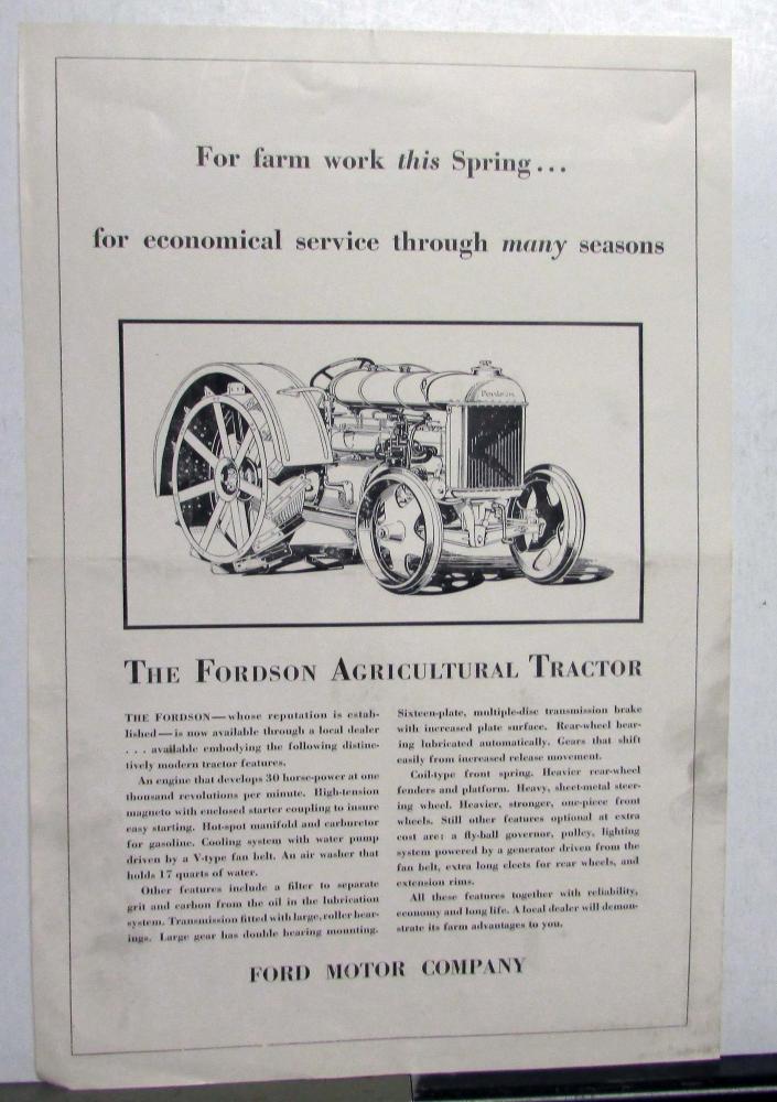 1920 Ford Fordson Agricultural Tractor Features Farm Work This Spring ...