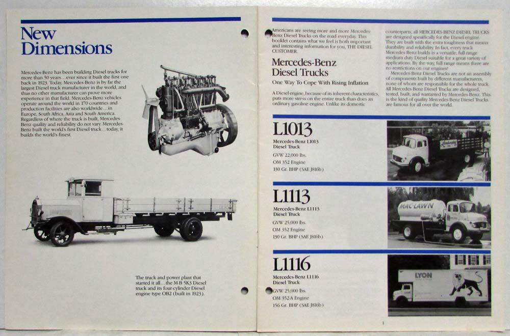 1981 Mercedes-Benz L1013 L1113 L1116 Diesel Trucks Salesmans ...