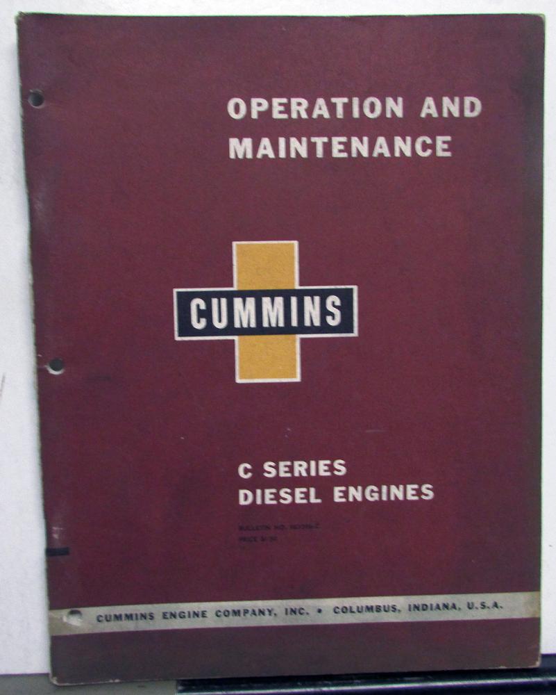 1961 Cummins C Series Diesel Engines Owners Operation & Maintenance Manual