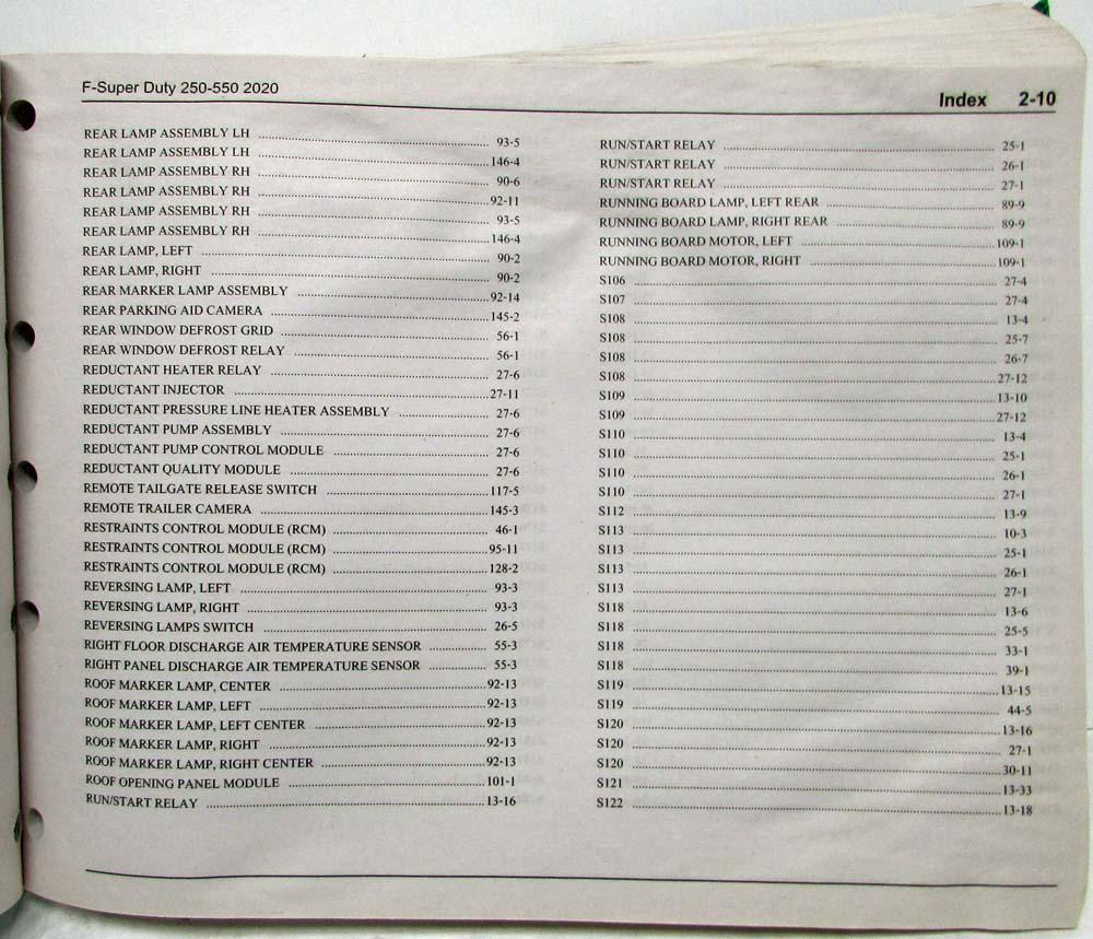 2020 Ford F-250 350 450 550 Super Duty Pickup Electrical Wiring ...