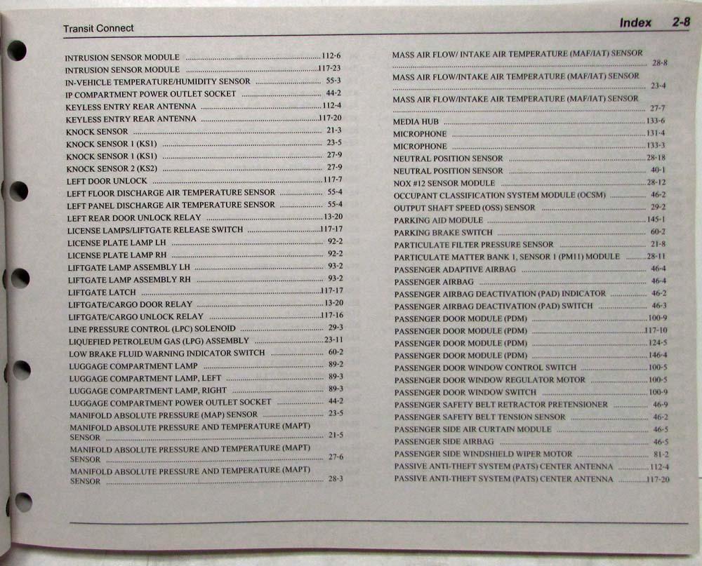 2019 Ford Transit Connect Electrical Wiring Diagrams Manual