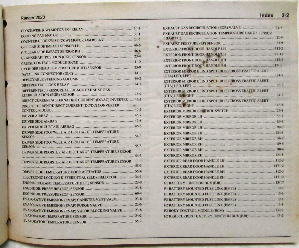 2020 Ford Ranger Electrical Wiring Diagrams Manual