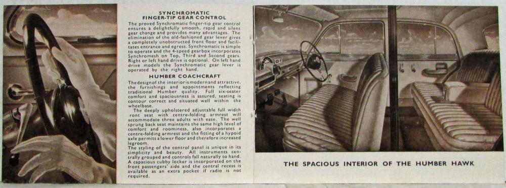 1948-1950 Humber Hawk Pocket Size Sales Brochure