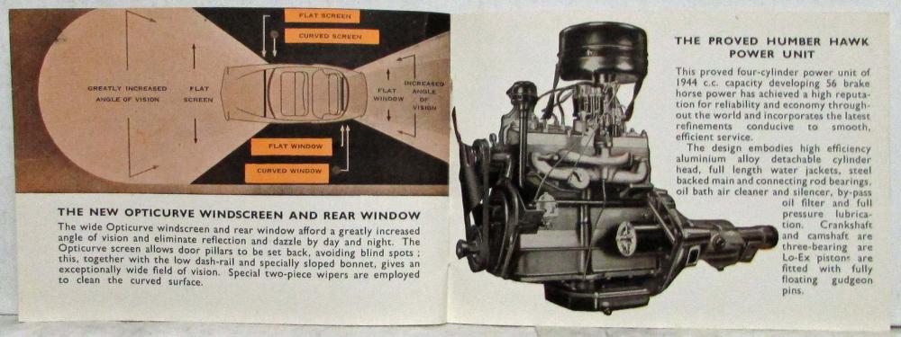 1948-1950 Humber Hawk Pocket Size Sales Brochure