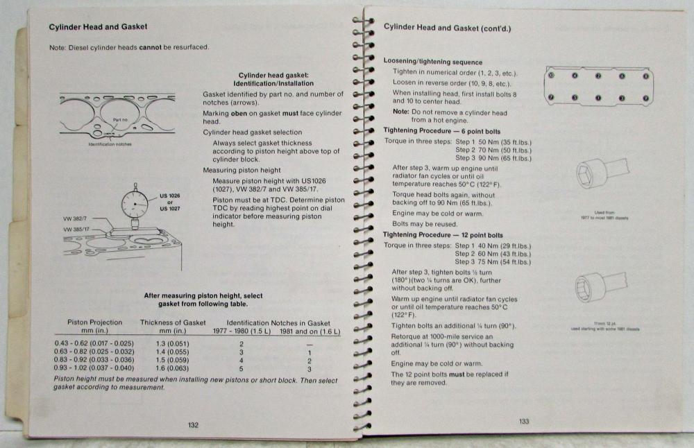 1977-1983 Volkswagen VW Four Cylinder Diesel ProTraining Booklet