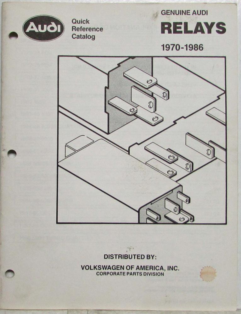1970-1986 Audi Relays Quick Reference Parts Catalog