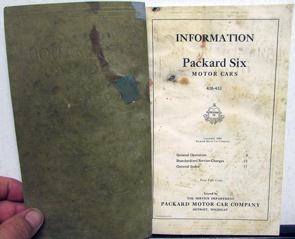 1927 Packard Six 426-433 Owners Information Manual