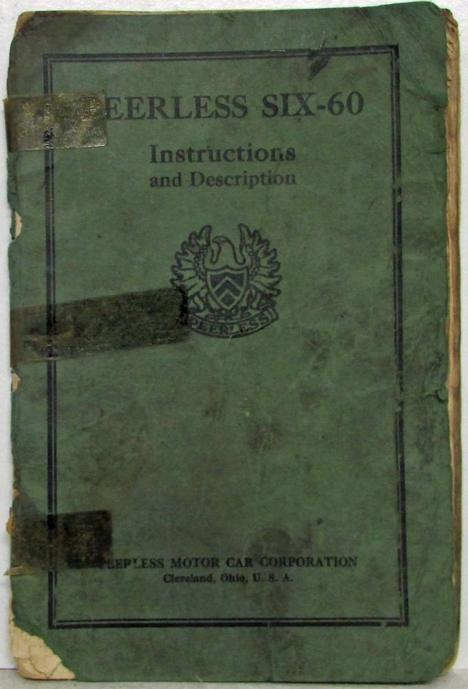 1928 Peerless Six-60 Owners Manual Care and Operation