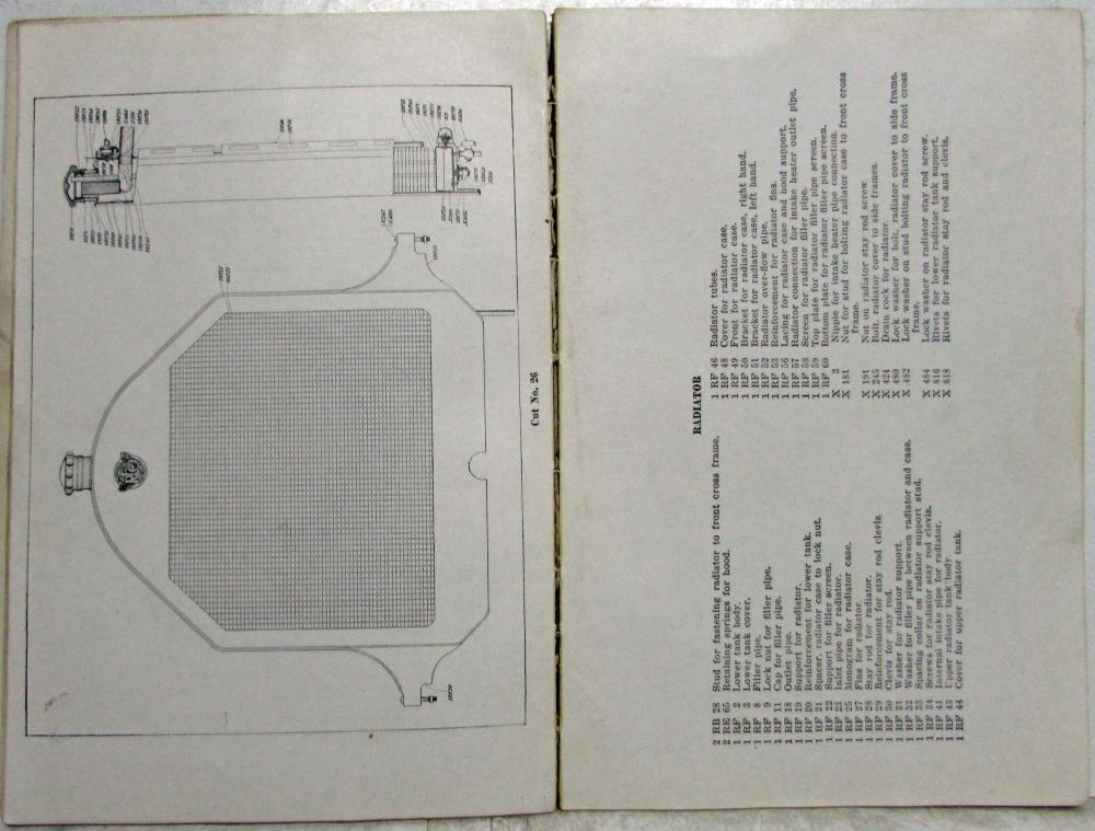 1912 REO the Fifth Instruction Book Owners Manual and Parts Price List Book