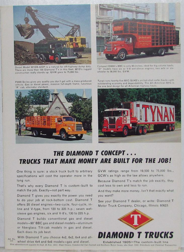 1963 Diamond T Concept Sales Ad Sheet
