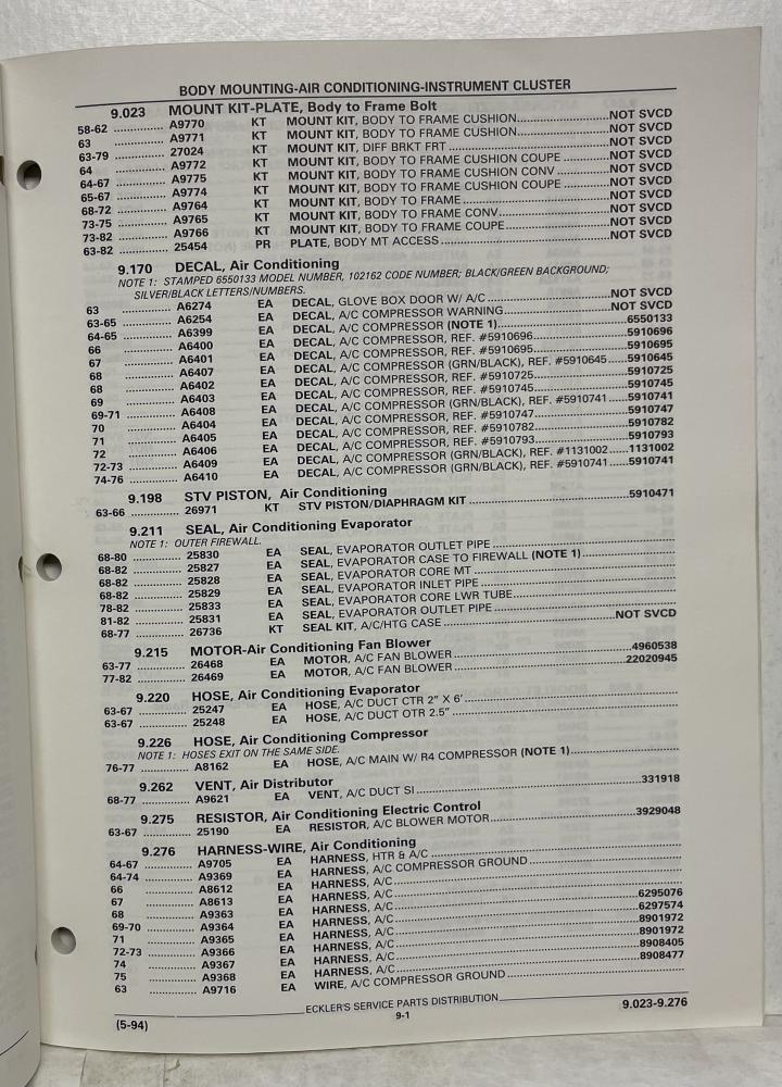 1953-1993 Chevrolet Corvette Parts and Illustration Catalog GM ...