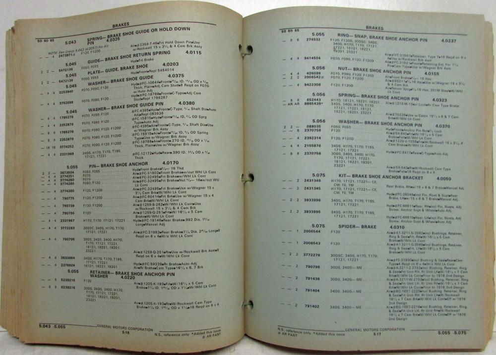 1973-1977 GMC Chevy Medium Duty Series 5000 6000 6500 Trucks Parts Book ...
