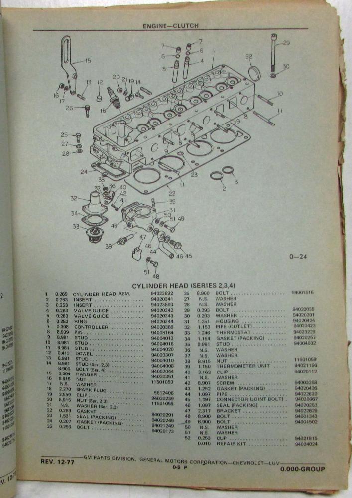 1972-1978 Chevrolet LUV Truck Chassis and Body Parts Book Series 1 thru 8