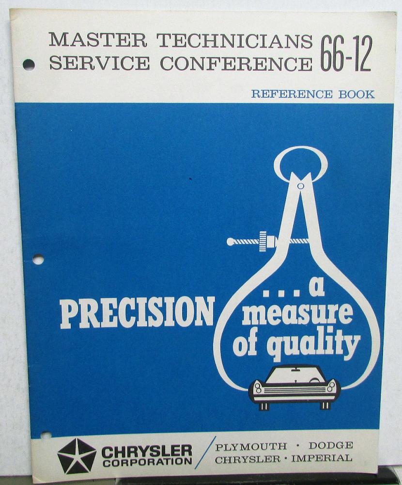 1966 Chrysler Plymouth Dodge Master Tech Service Reference Book Measurement