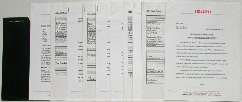 1997 Isuzu Media Information Press Kit