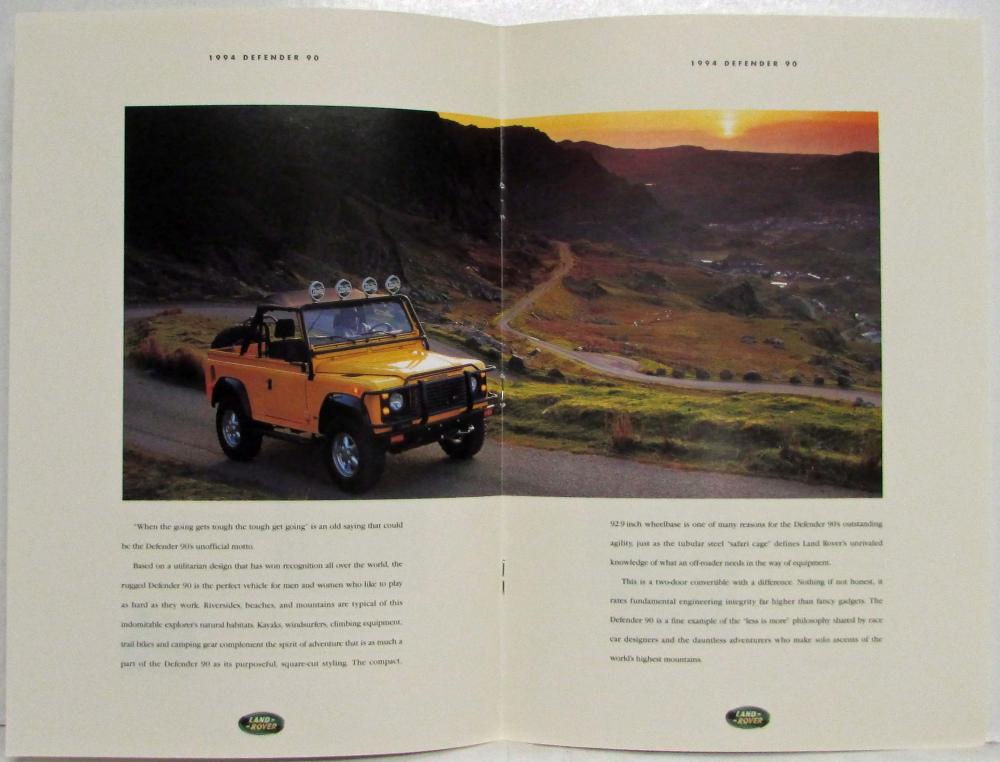 1994 Land Rover Defender 90 Sales Brochure with Small Poster