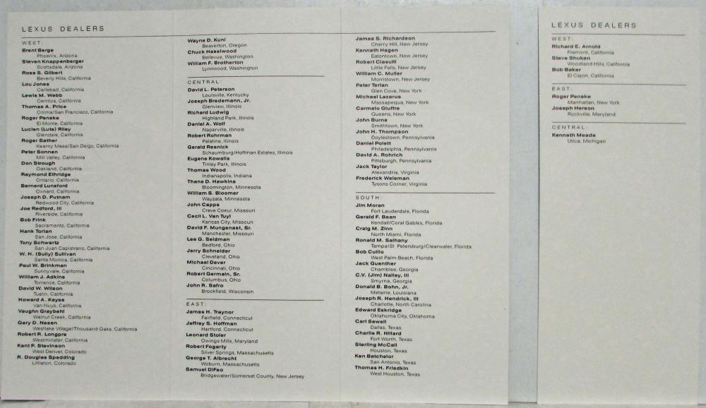 1989-1990 Lexus Media Information Press Kit - LS 400 ES 250