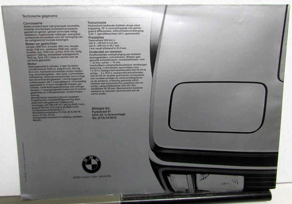 1978 BMW M1 Sales Folder Brochure