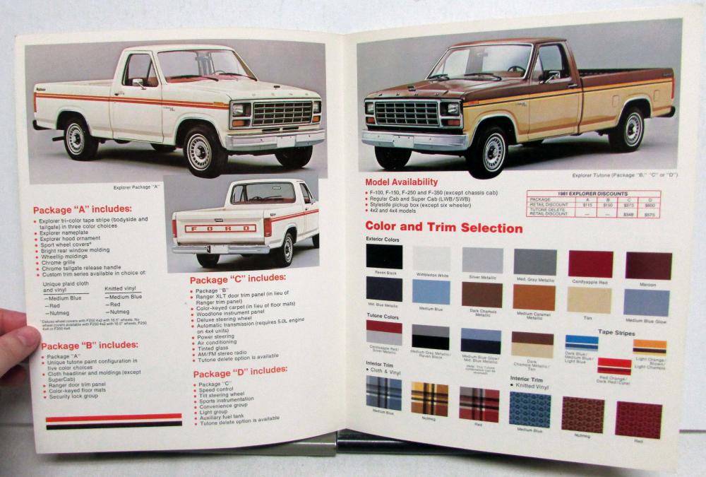 1981 Ford Explorer Pickups Exterior Interior Model Trim Selector Folder ...