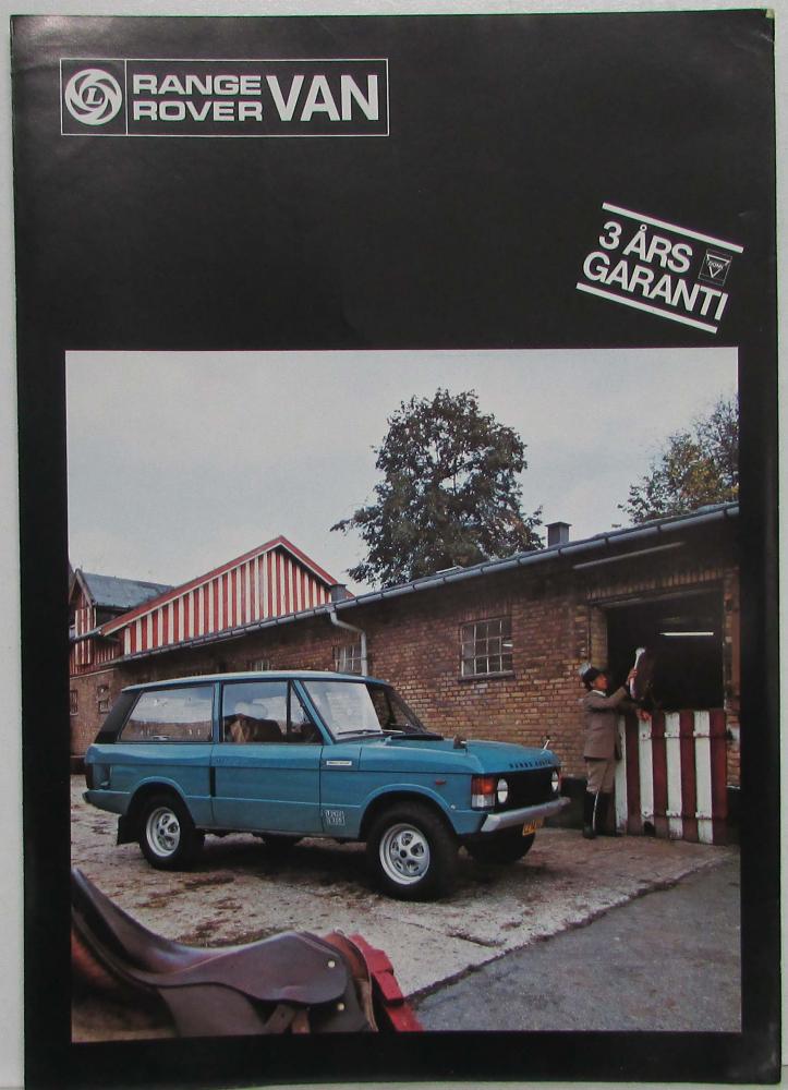 1978 Land Rover Range Rover Van Sales Brochure - Danish Text